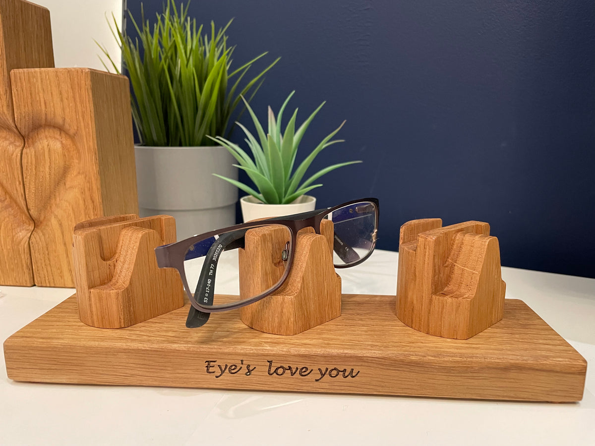 Glasses holder, triple spectacle, eyeglasses stand in solid oak – Oak ...